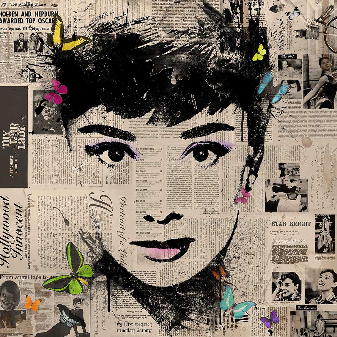 VeeBee Art & Design - veebee Audrey Hepburn butterflies 3